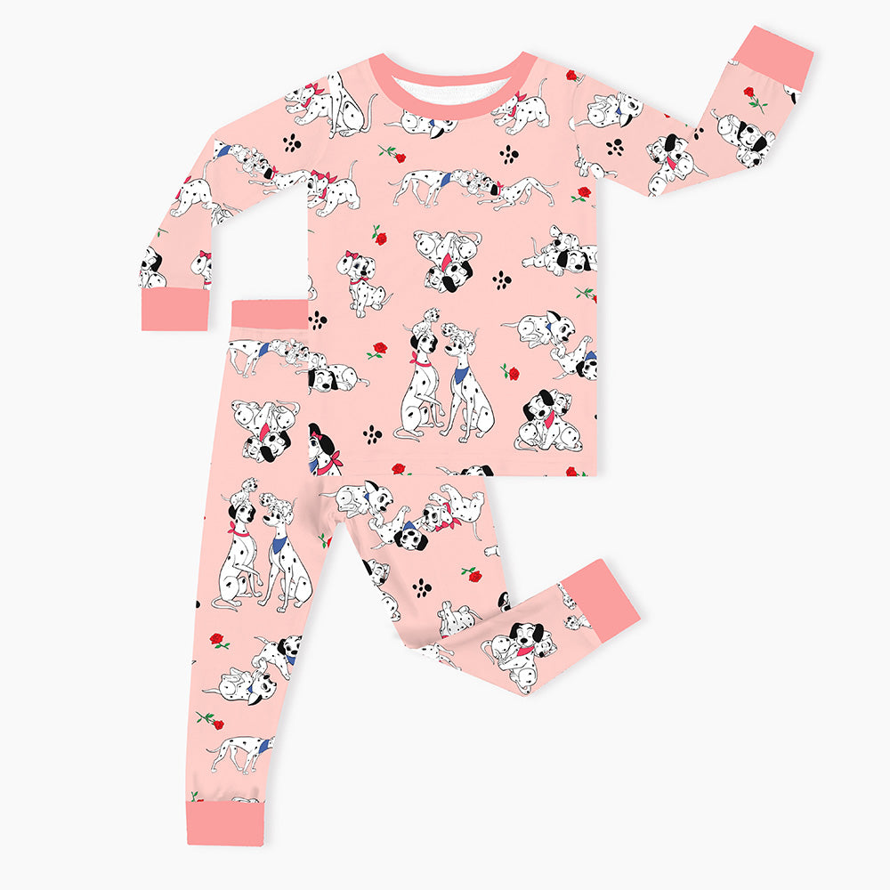 Father's & Mother's Day Dalmatian Family Pink Kid Bamboo Two-Piece Paj ...
