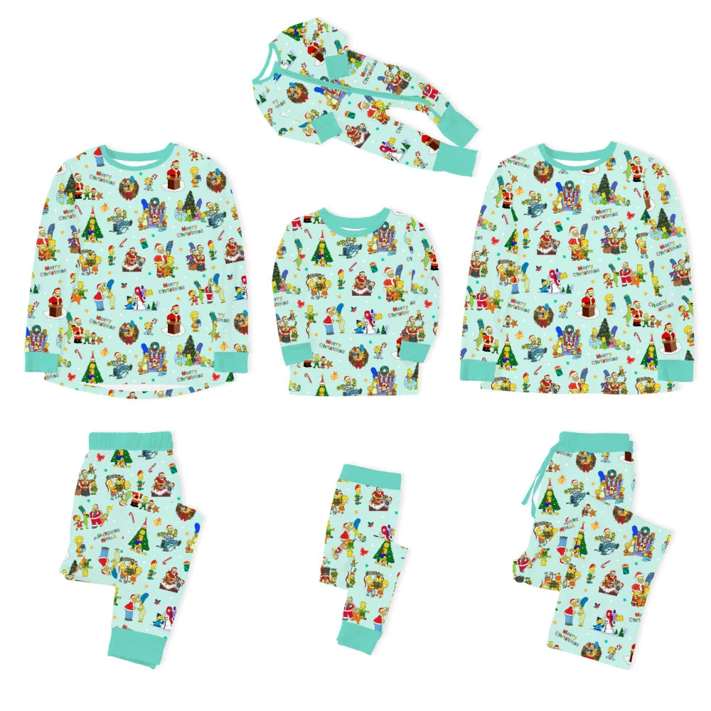 Christmas Funny Cartoon Yellow Family Bamboo Family Matching Pajamas ...