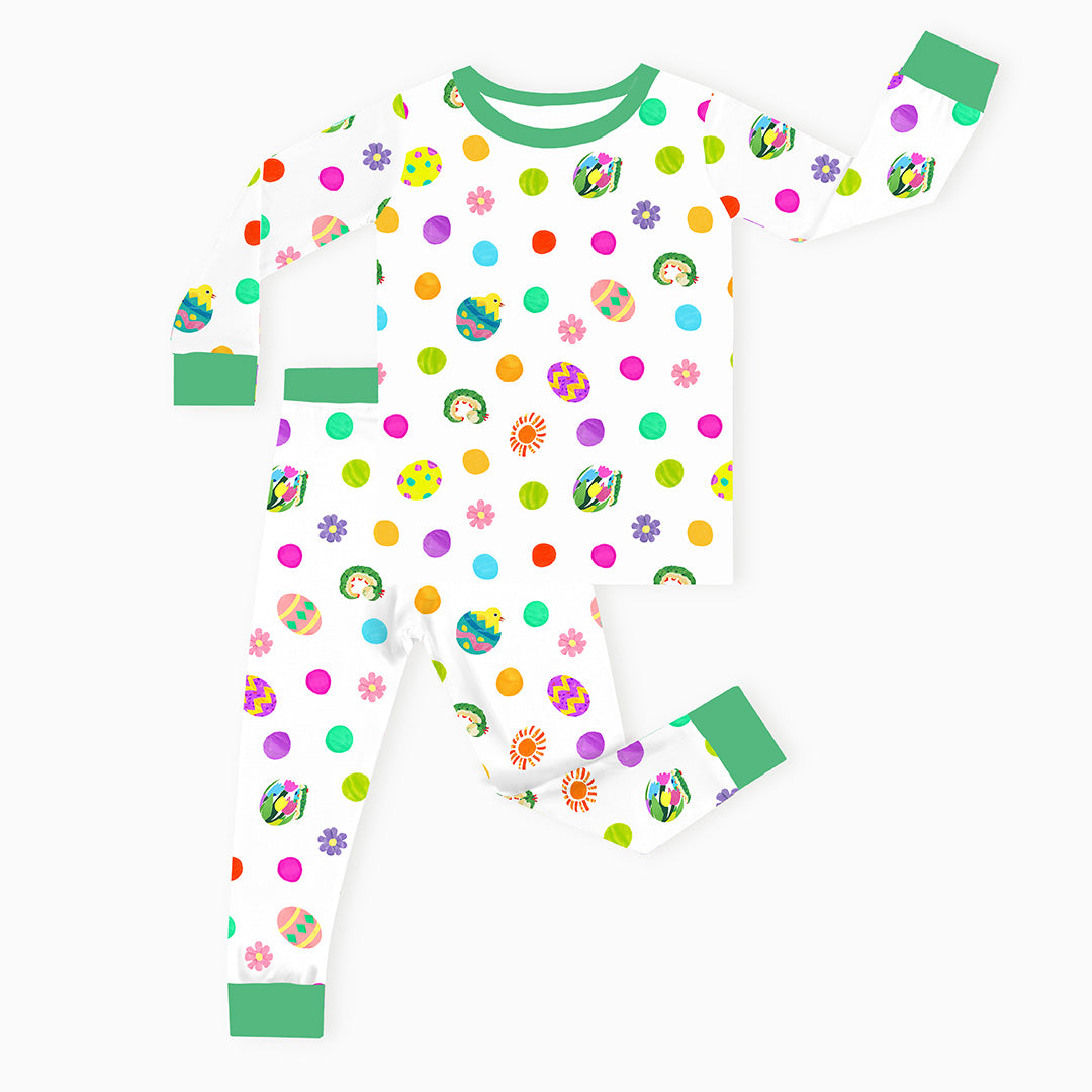 Easter Colorful Egg Kid Bamboo Two-Piece Pajama Set – FancyPrince