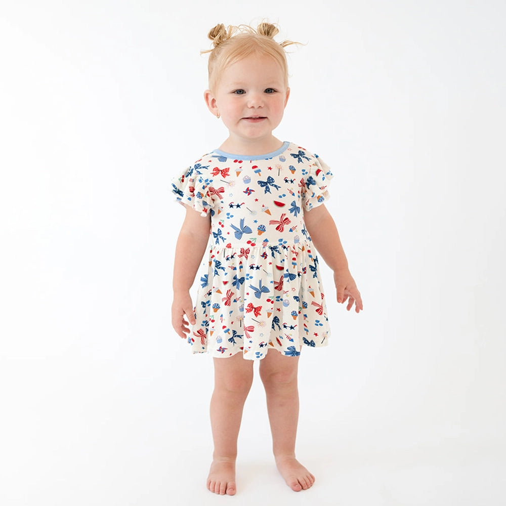 4th of July Bow Twirl Dress With Bodysuit – FancyPrince