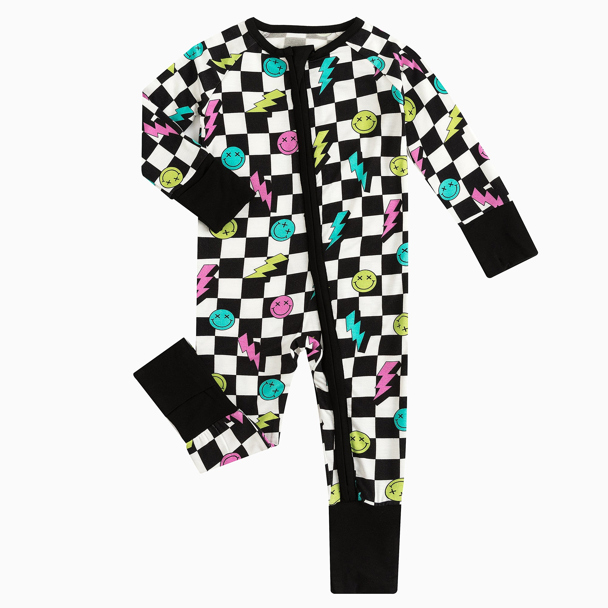 Checkered Smiley Face Bamboo Baby Zippy – FancyPrince