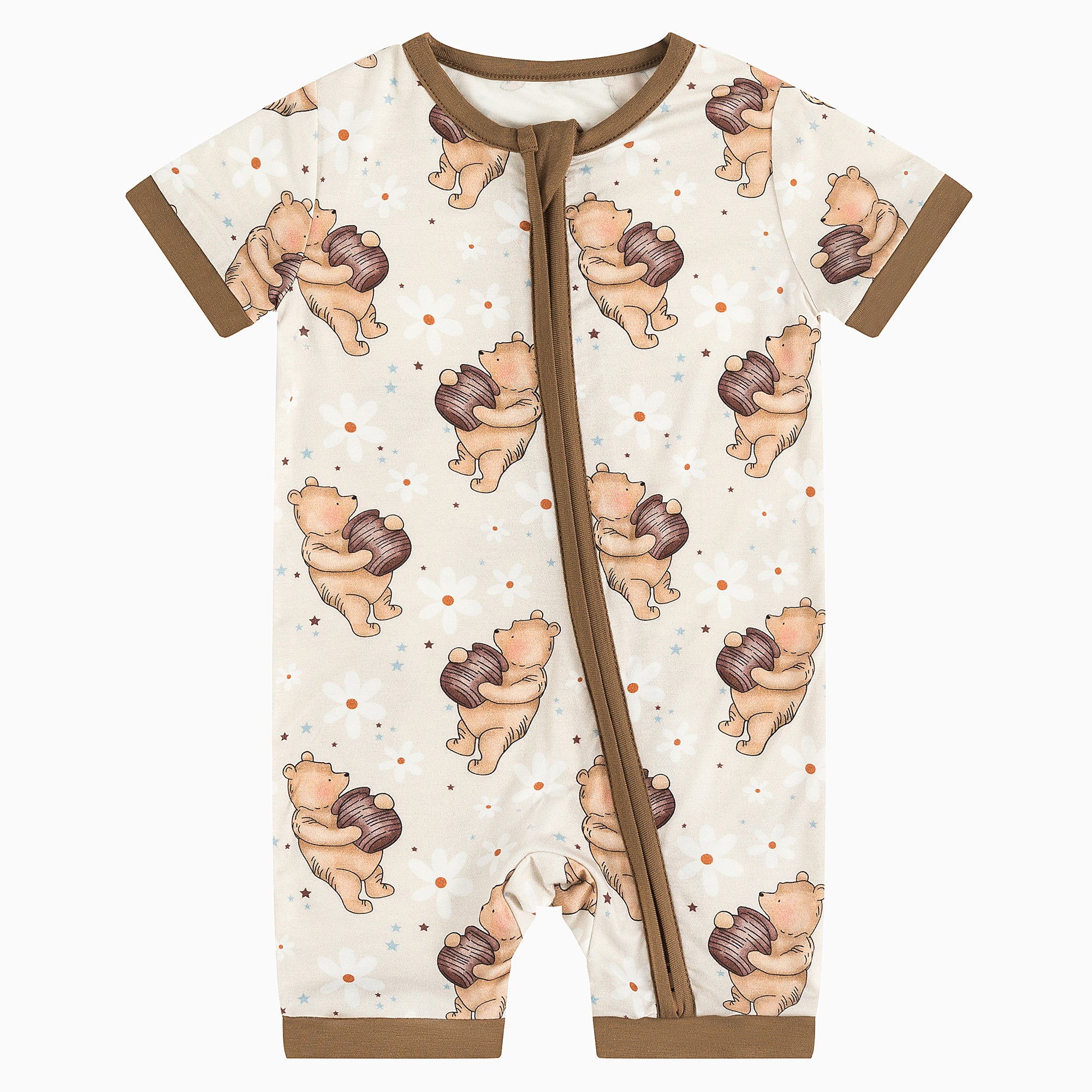 Silly Little Bear Holds the Honey Print Baby Shorty Romper – FancyPrince